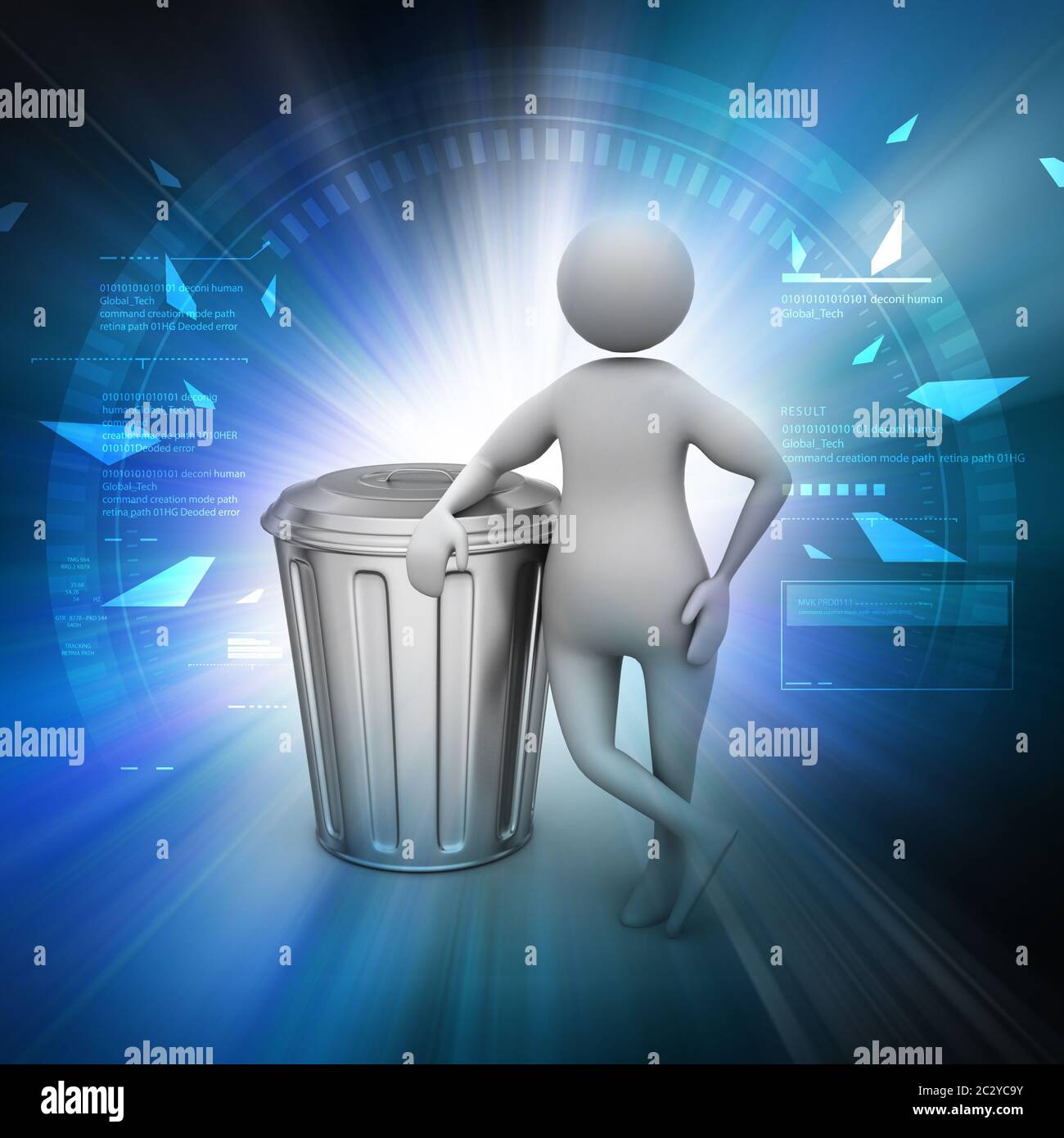 3d man with trash bin Stock Photo - Alamy