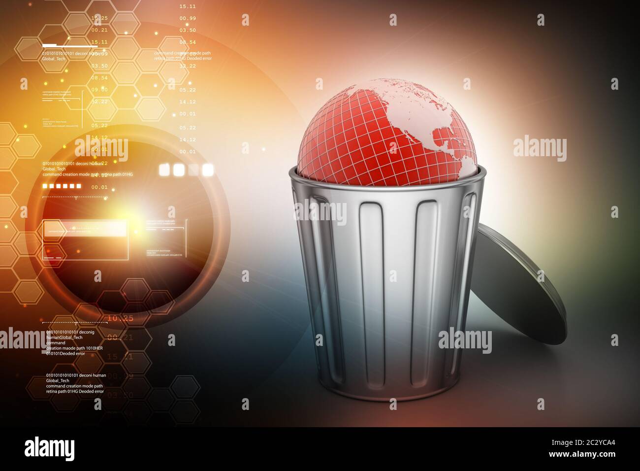 Globe in trash bin Stock Photo - Alamy