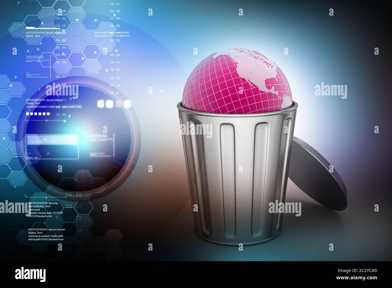 Globe in trash bin Stock Photo - Alamy
