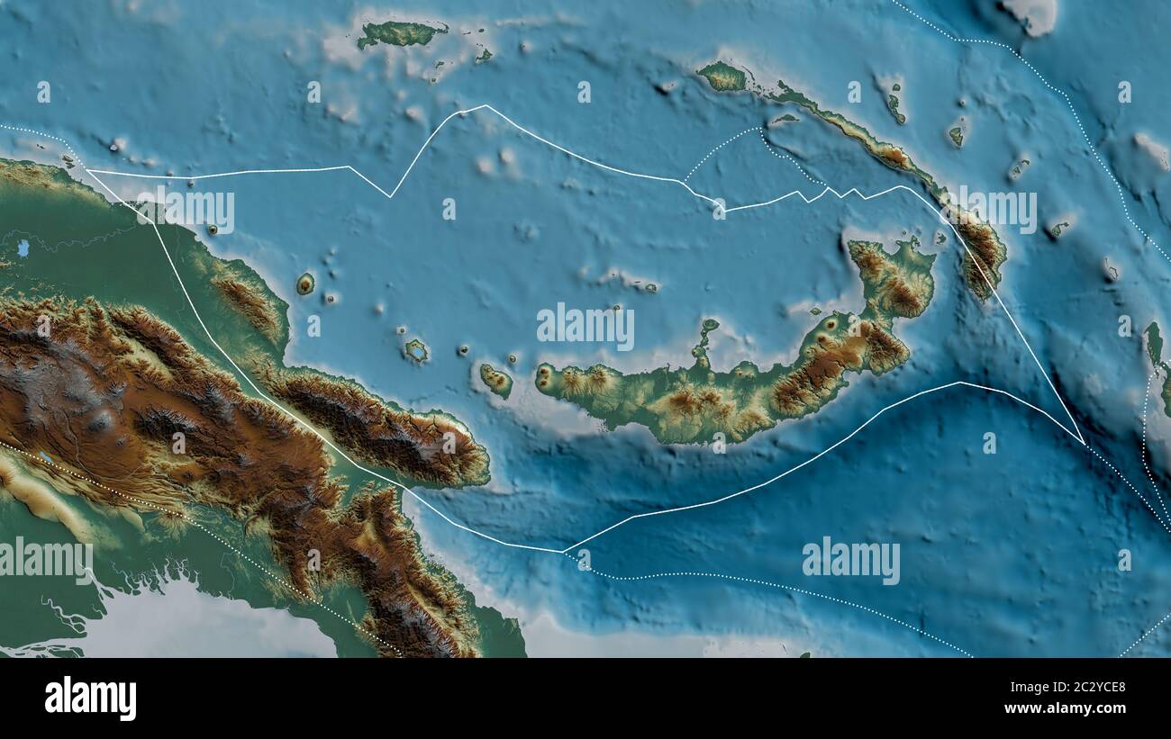 Outline of the South Bismarck tectonic plate with the borders of ...