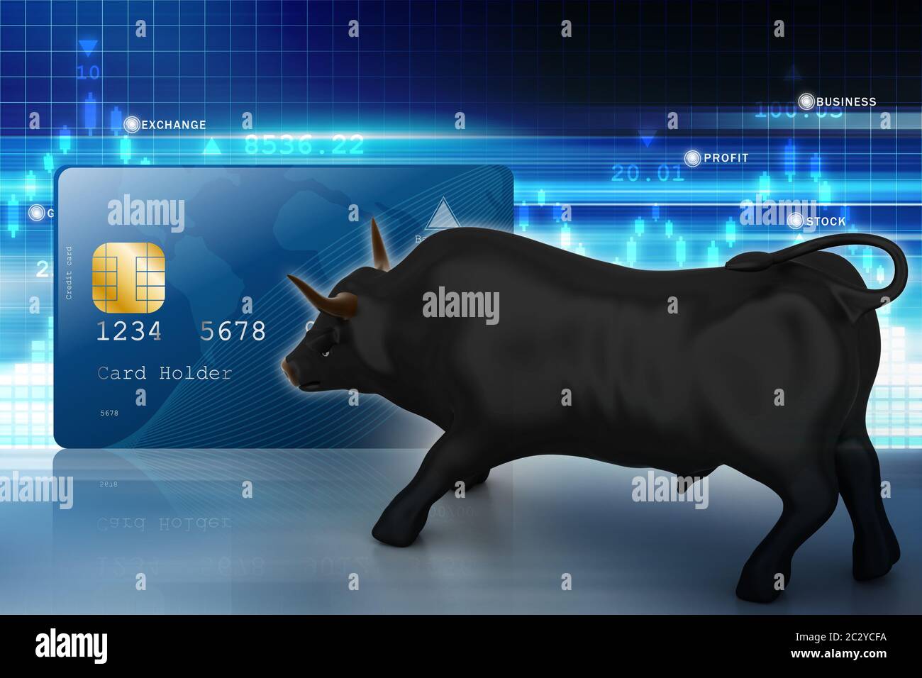 Bull with smart card Stock Photo - Alamy