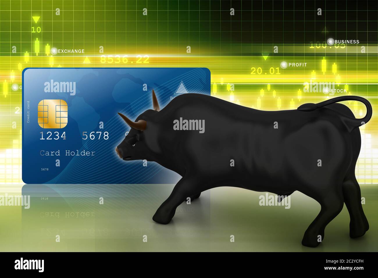 Bull with smart card Stock Photo - Alamy