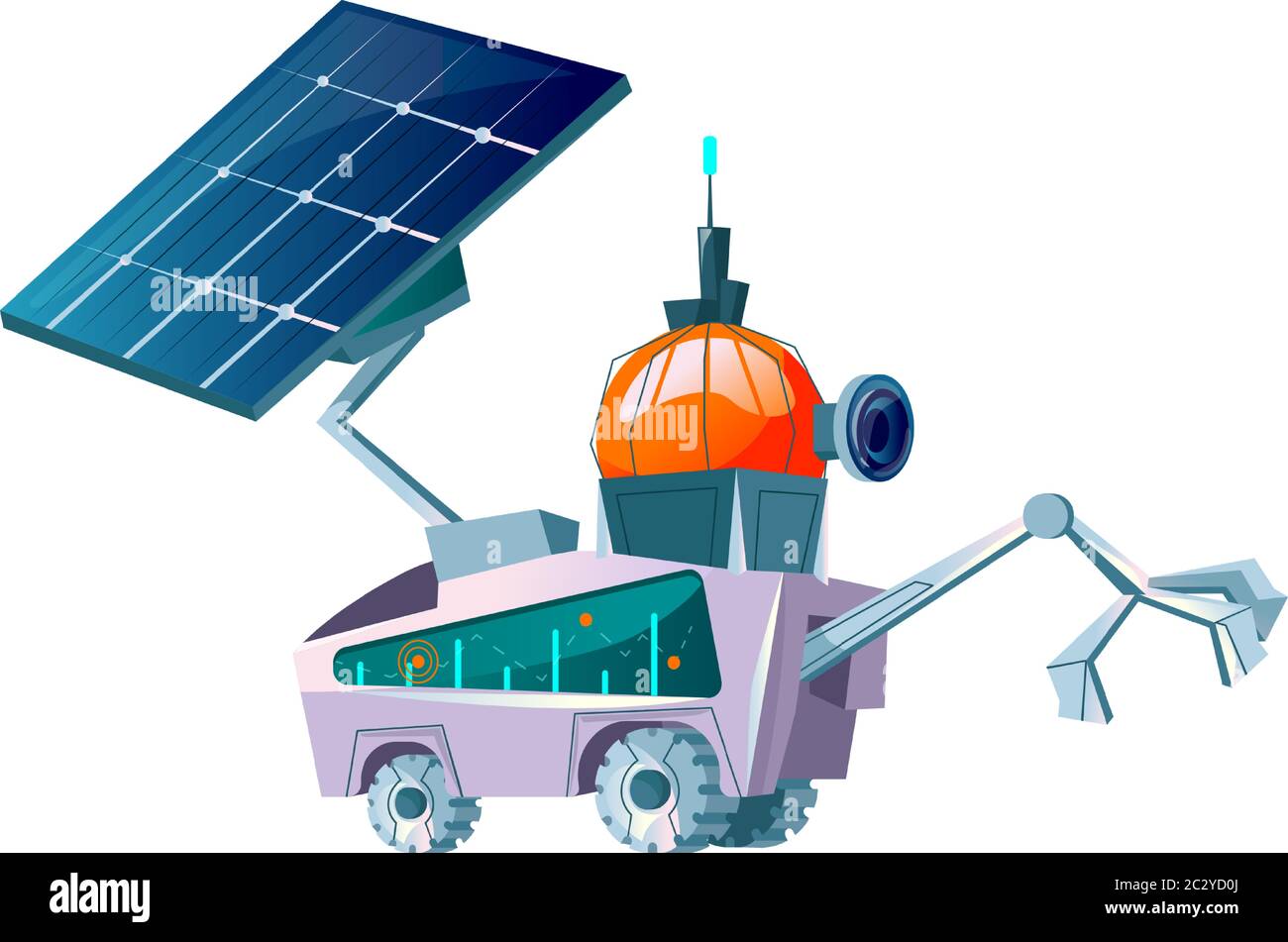 Space explorer for planet colonization cartoon vector. Futuristic technology, sci-fi ...