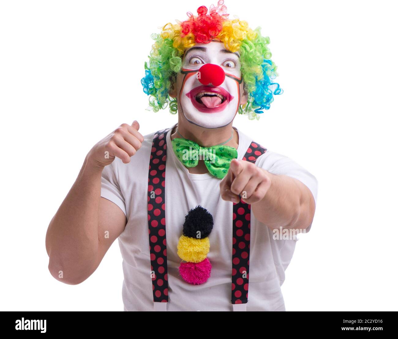Funny clown acting silly isolated on white background Stock Photo - Alamy