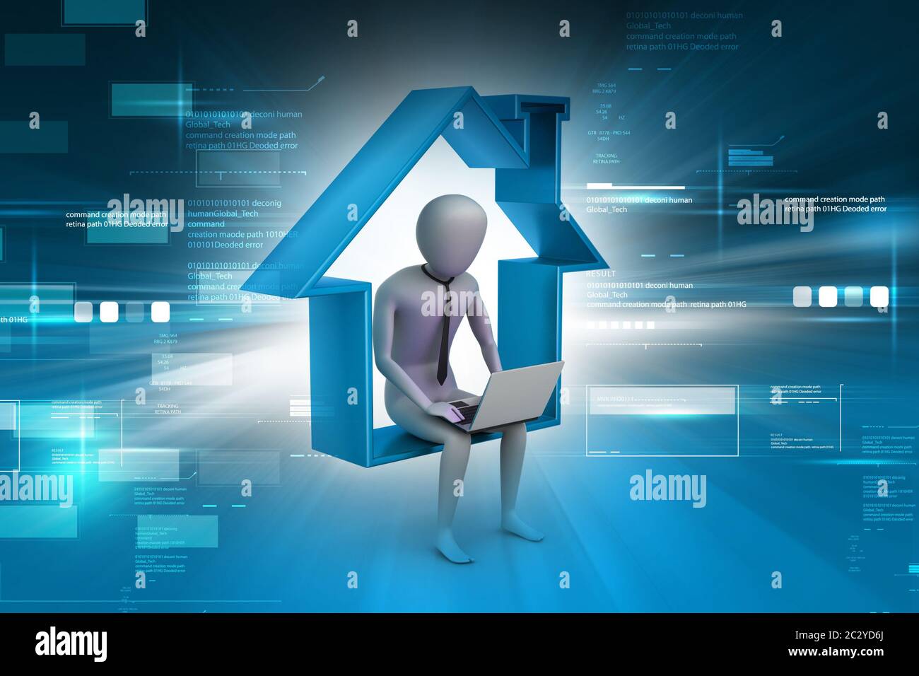 3d man in work at home concept Stock Photo - Alamy