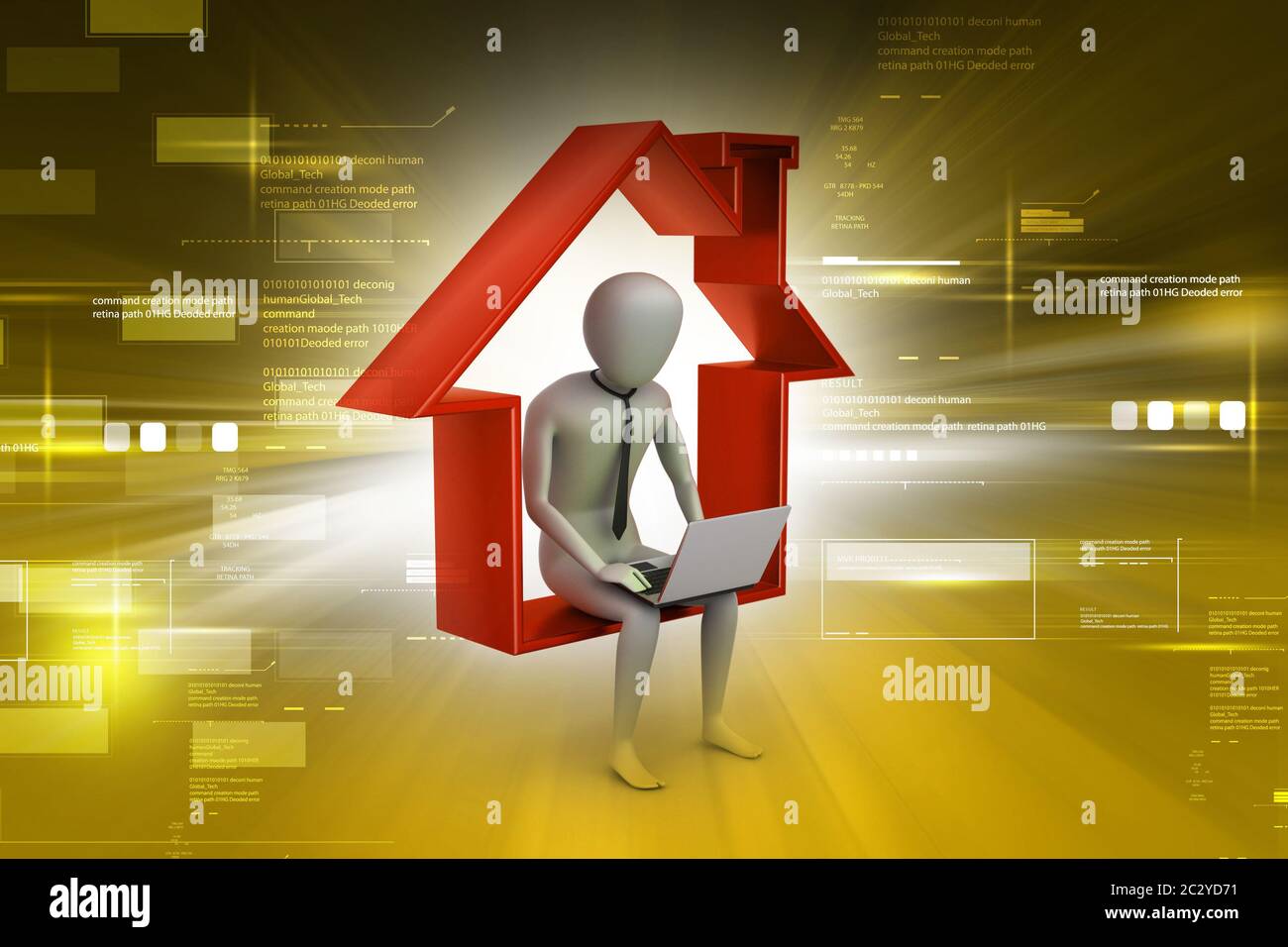 3d man in work at home concept Stock Photo - Alamy
