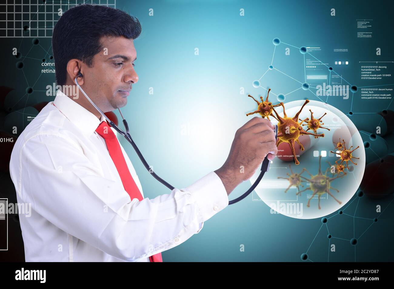 The doctor analysing the virus Stock Photo - Alamy