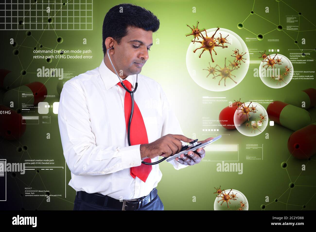 The doctor analysing the virus Stock Photo - Alamy