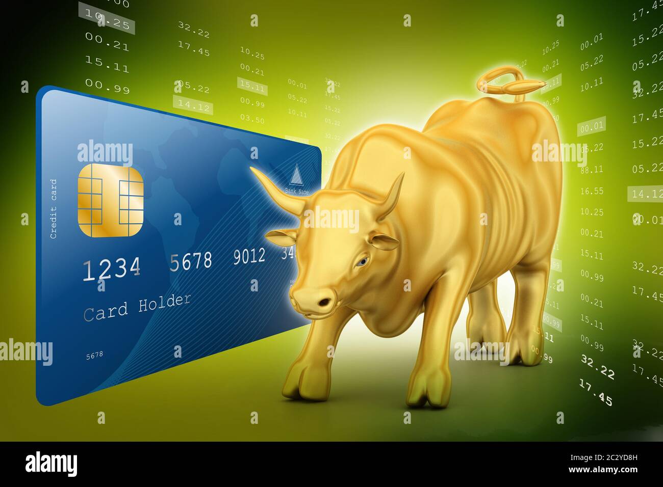 Golden bull with smart card Stock Photo - Alamy