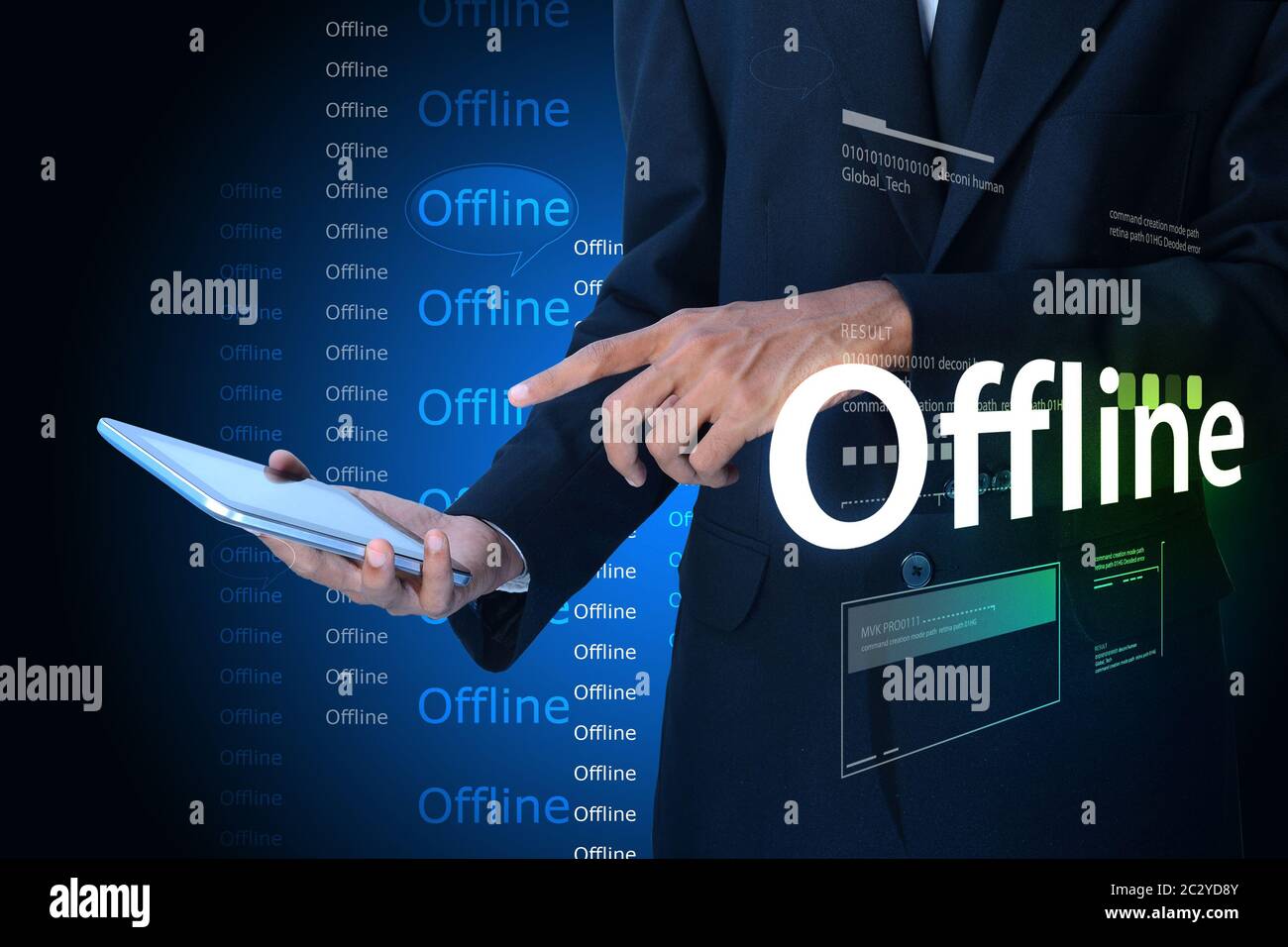 Man showing offline concept Stock Photo - Alamy