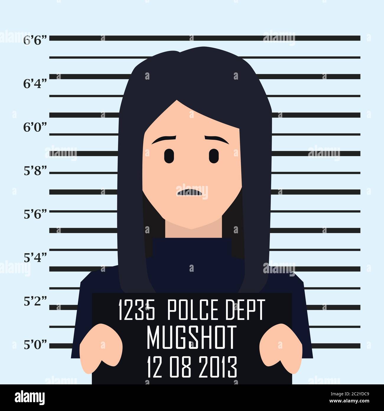 woman mugshot criminal line with centimetre scale background. vector ...