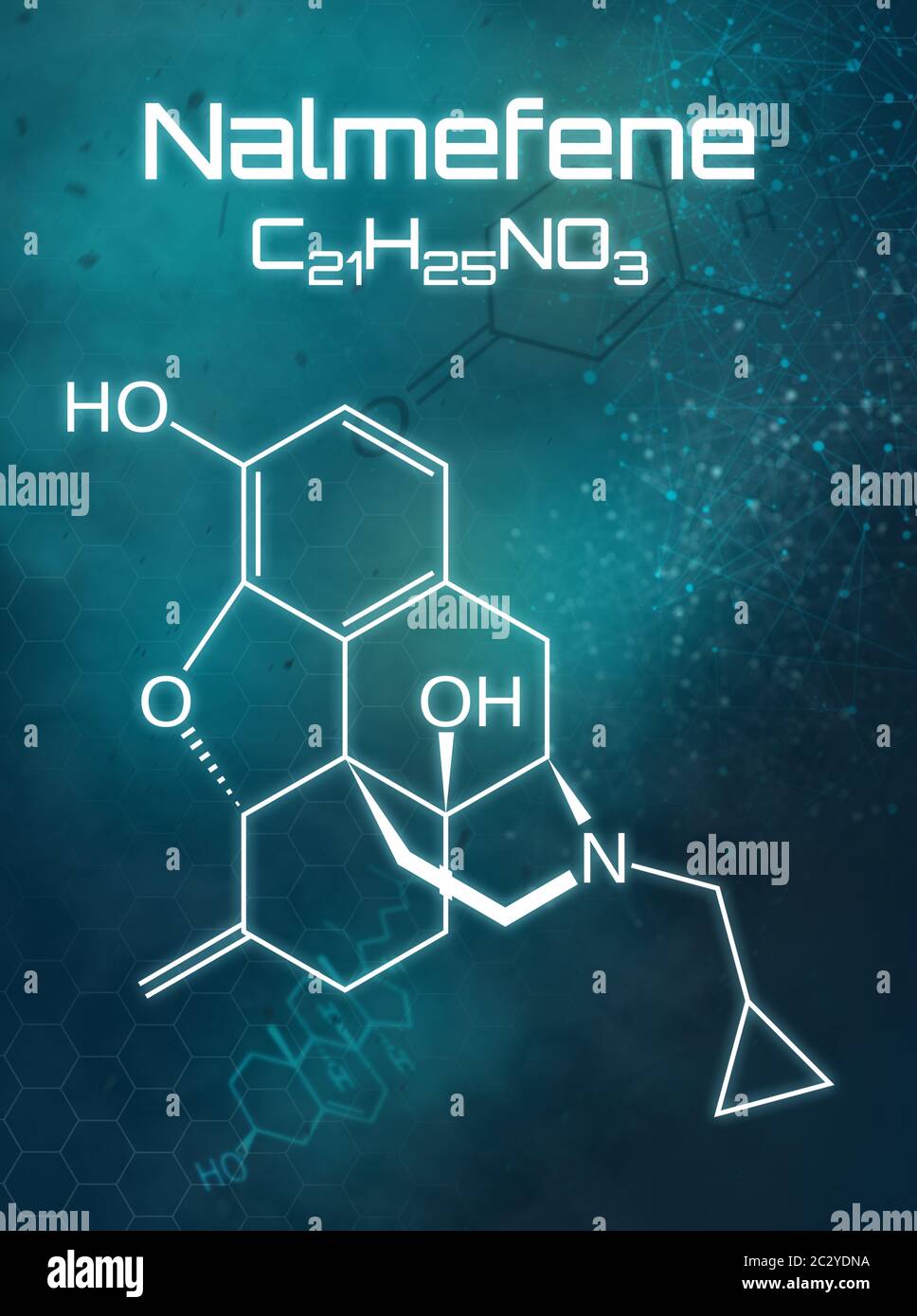 Chemical formula of Nalmefene on a futuristic background Stock Photo ...
