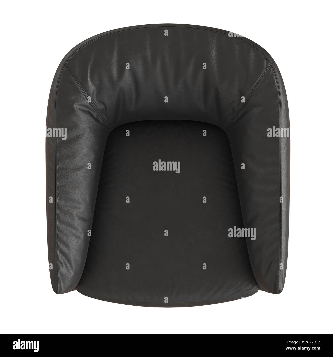 Black leather armchair top view on an isolated background. 3d rendering ...