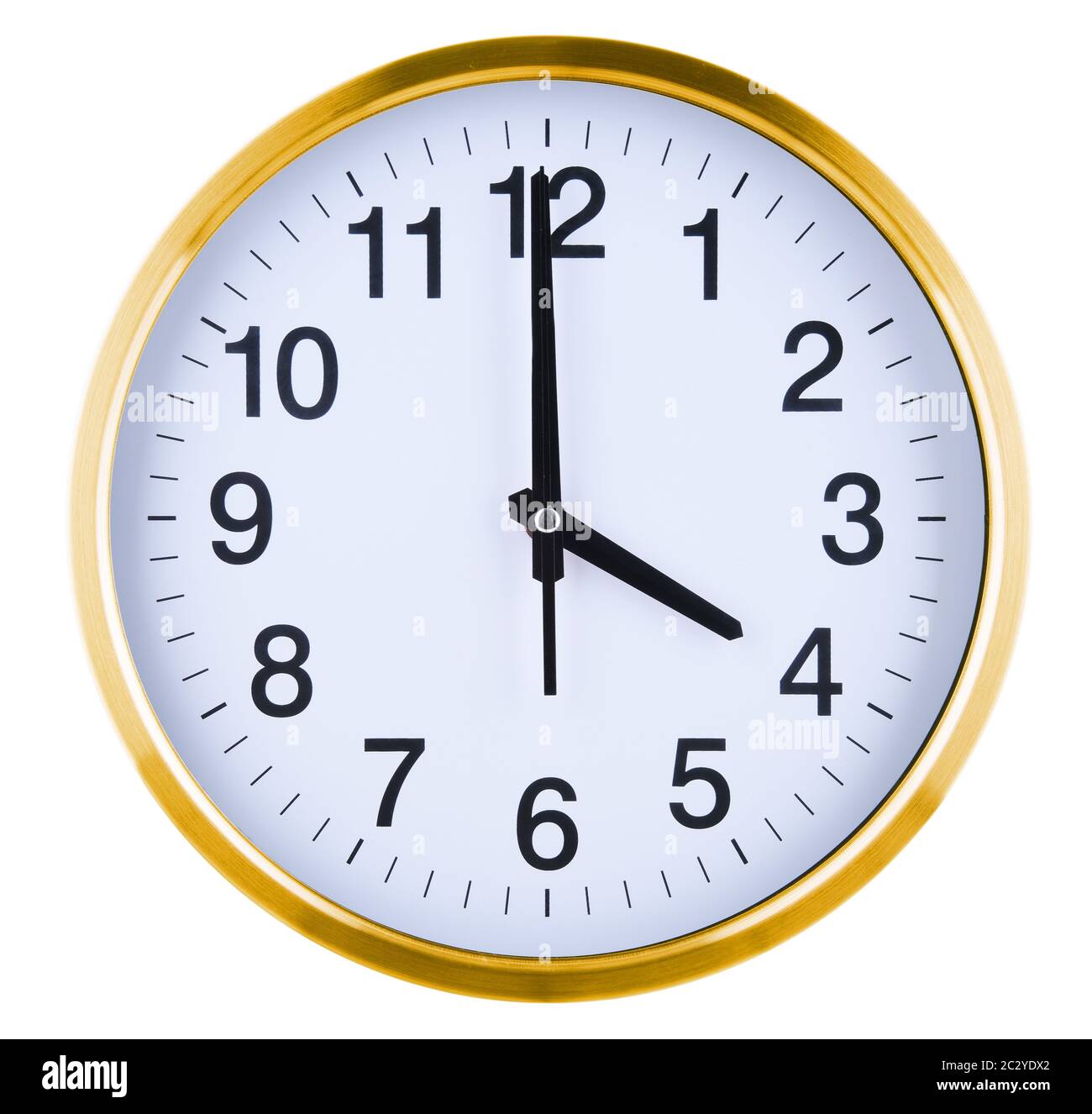 Wall clock isolated on white background. Four oclock Stock Photo - Alamy