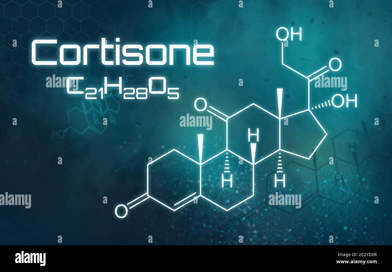 Chemical formula of Cortisone on a futuristic background Stock Photo ...