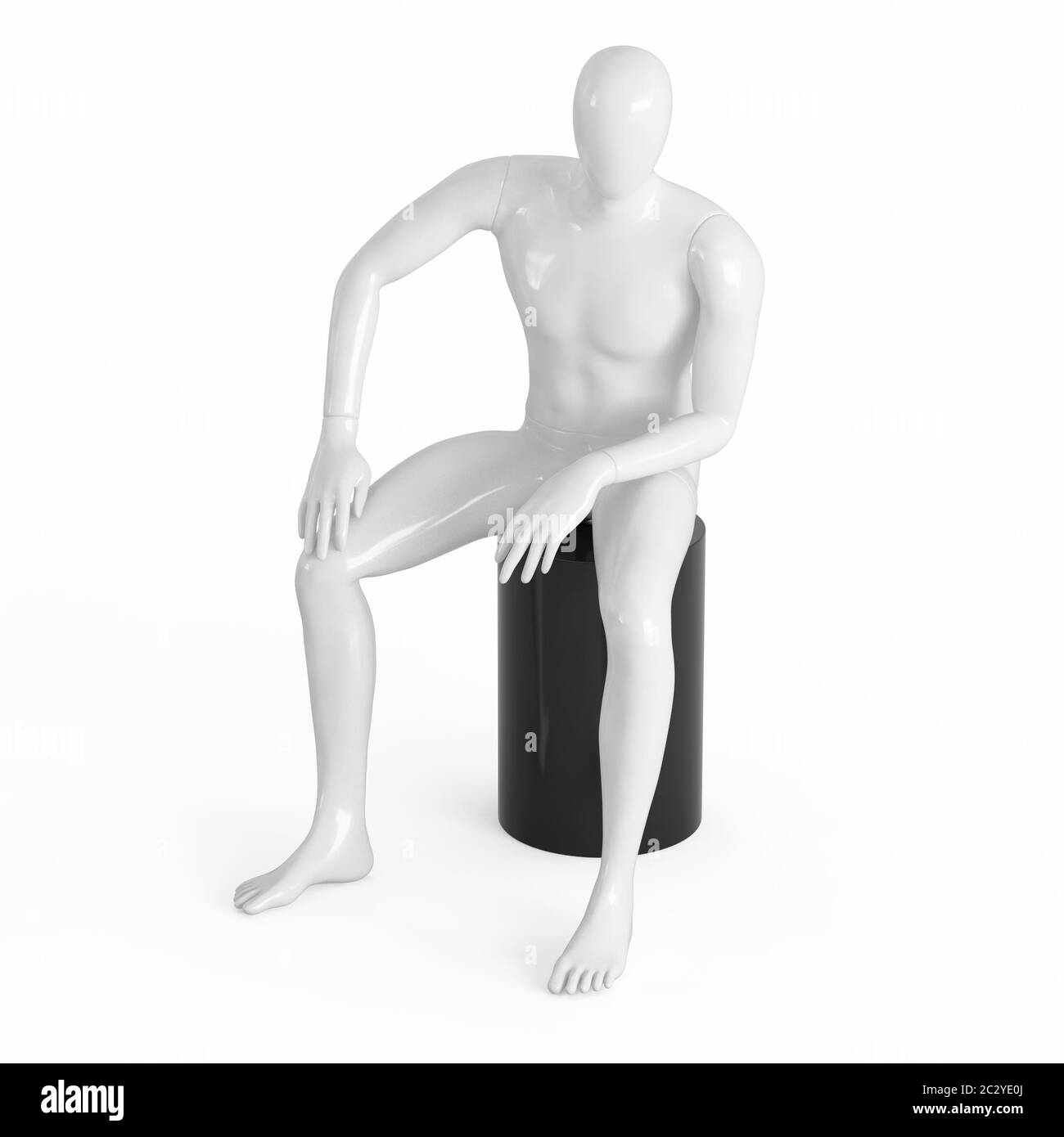 A white faceless mannequin sits on a black top hat. Black and white ...