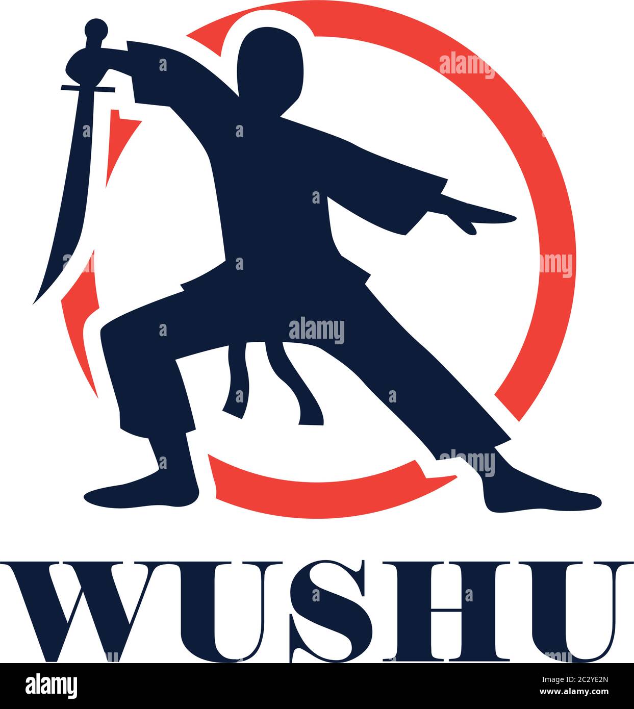 wushu with a weapon logo isolated on white background. vector ...