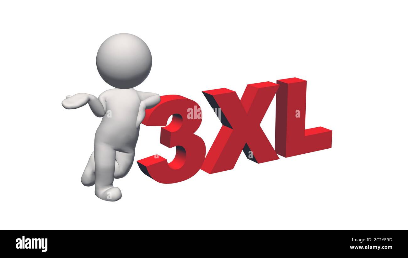 label size collection - 3XL sign red with 3D figure Stock Photo - Alamy