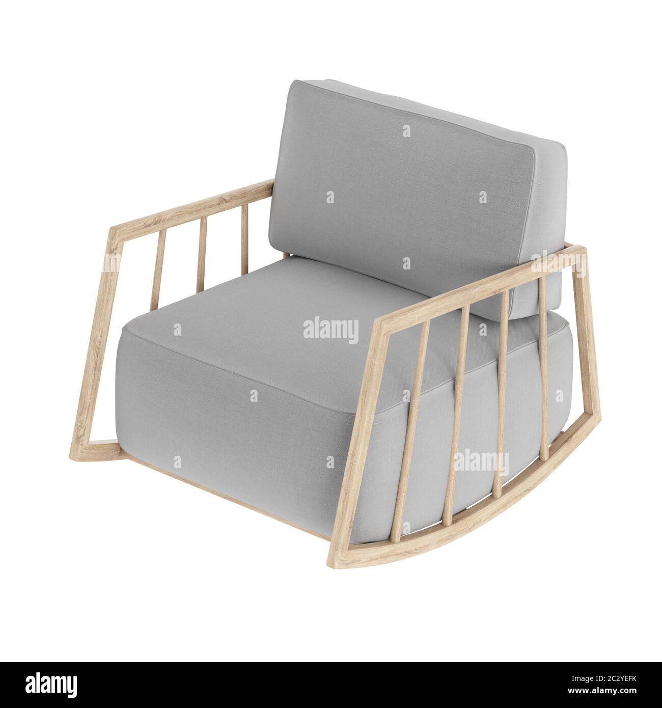 Gray soft rocking chair made of fabric on an isolated background. 3d ...