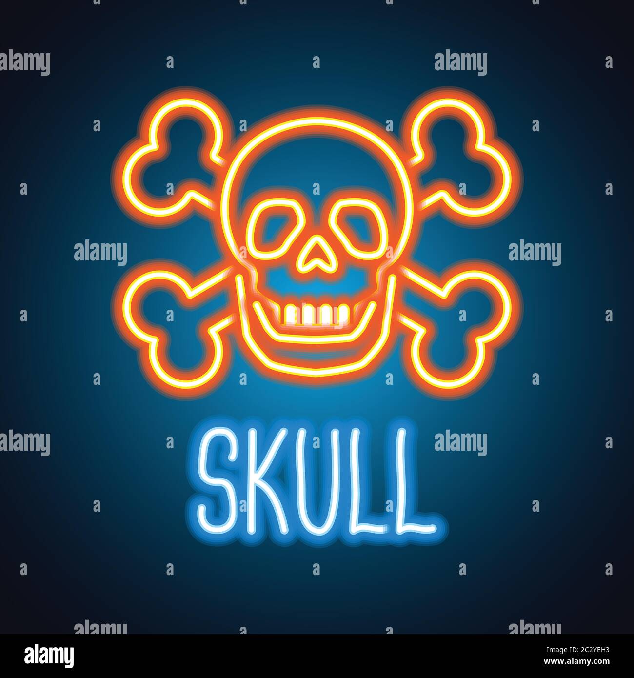 skull logo with neon sign effect. vector illustration Stock Vector ...
