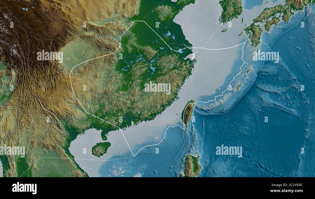 Outline of the Yangtze tectonic plate with the borders of surrounding ...