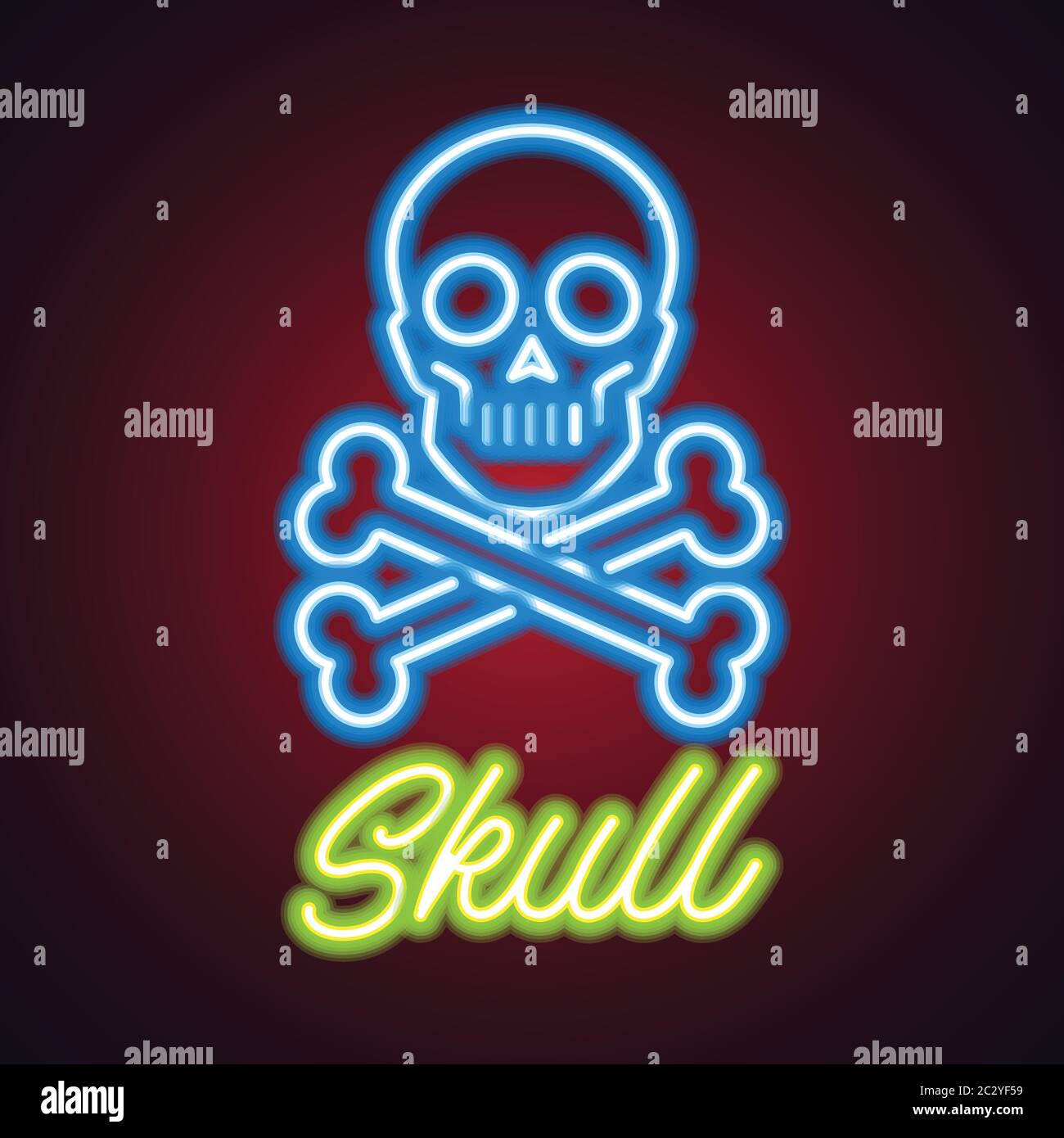 skull logo with neon sign effect. vector illustration Stock Vector ...