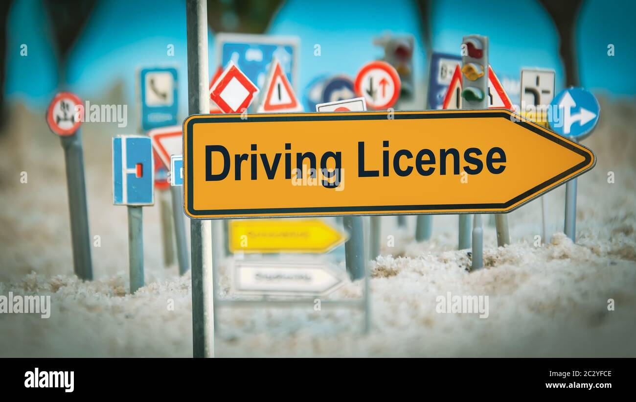 Street Sign DRIVING LICENSE Stock Photo - Alamy