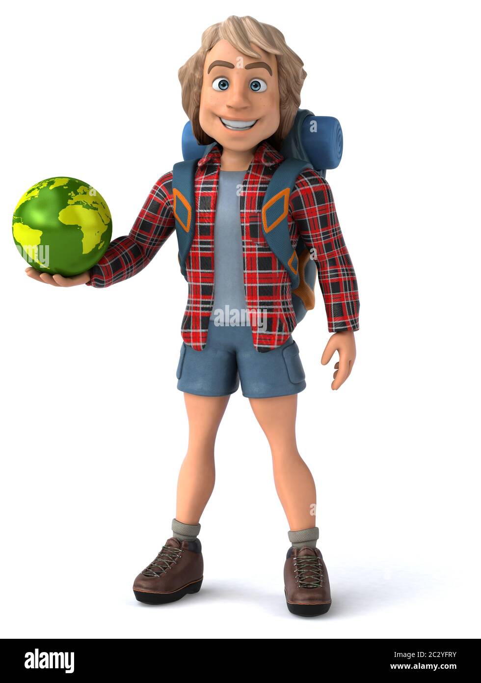 Fun backpacker cartoon guy Stock Photo - Alamy