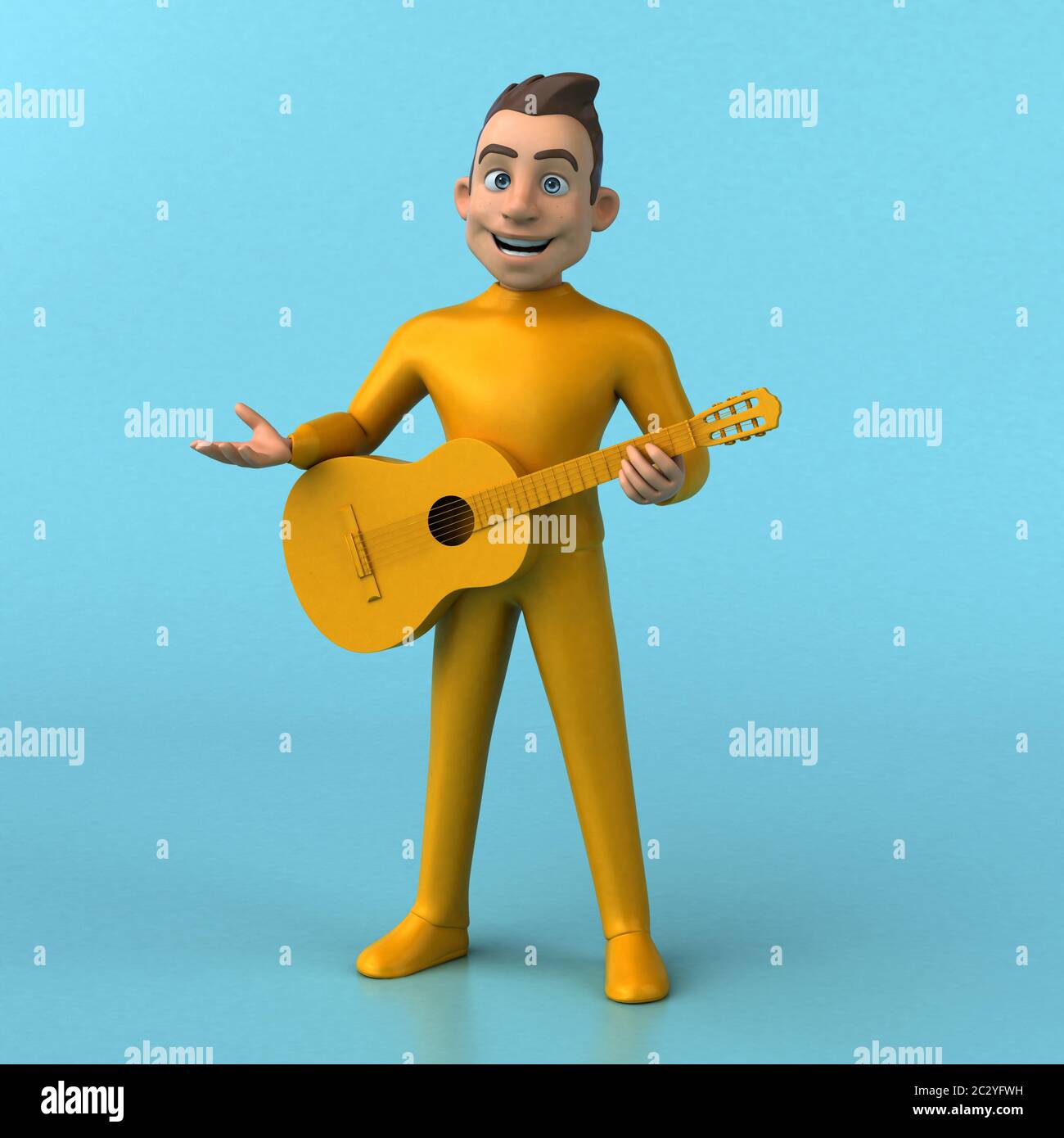 Fun 3D cartoon yellow character Stock Photo - Alamy