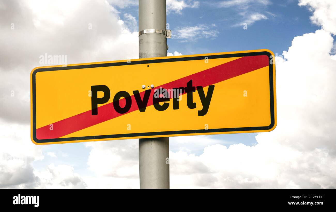 Street Sign Prevention versus Poverty Stock Photo - Alamy