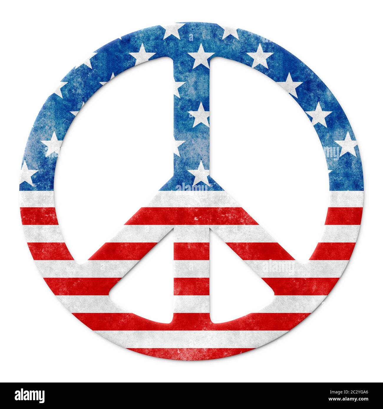 international peace symbol in colors and design of the USA flag on ...