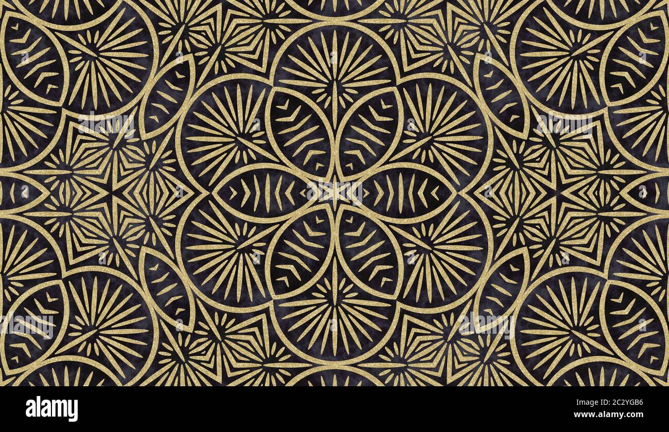 seamless pattern tile in an Art Deco like style with elegant gold ...
