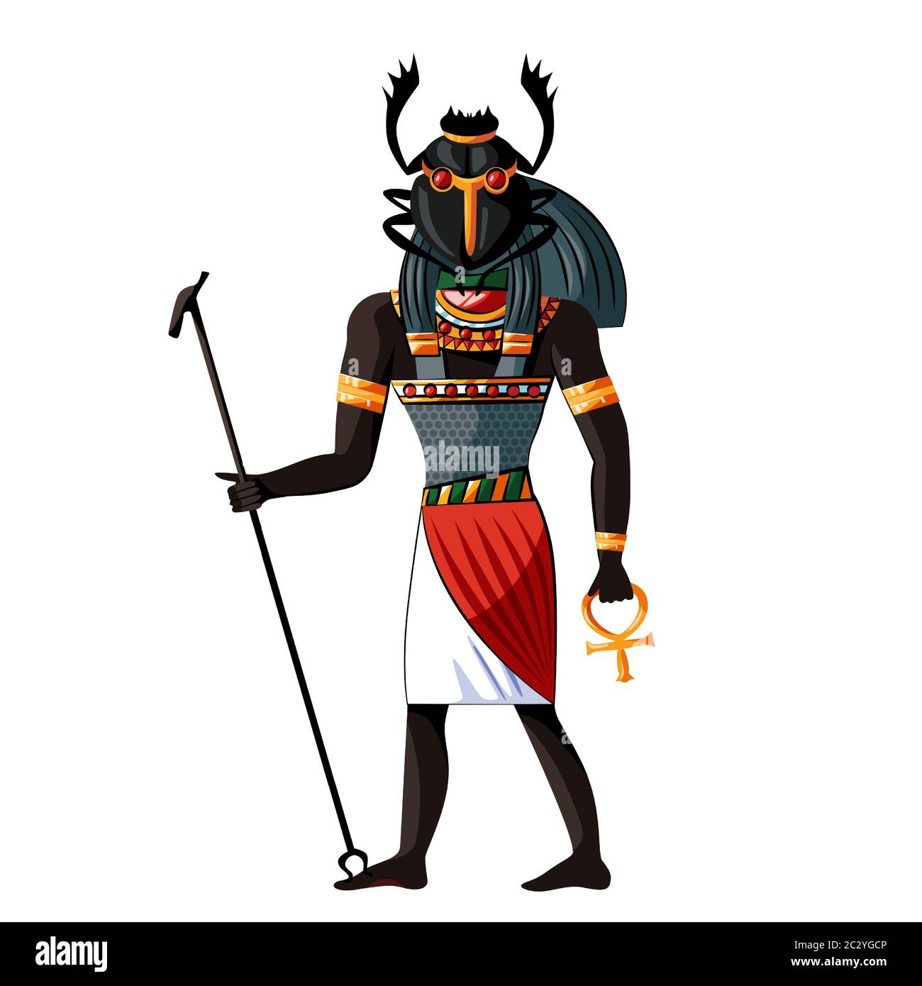 Ancient Egypt scarab-faced god Khepri cartoon vector. Egyptian culture ...