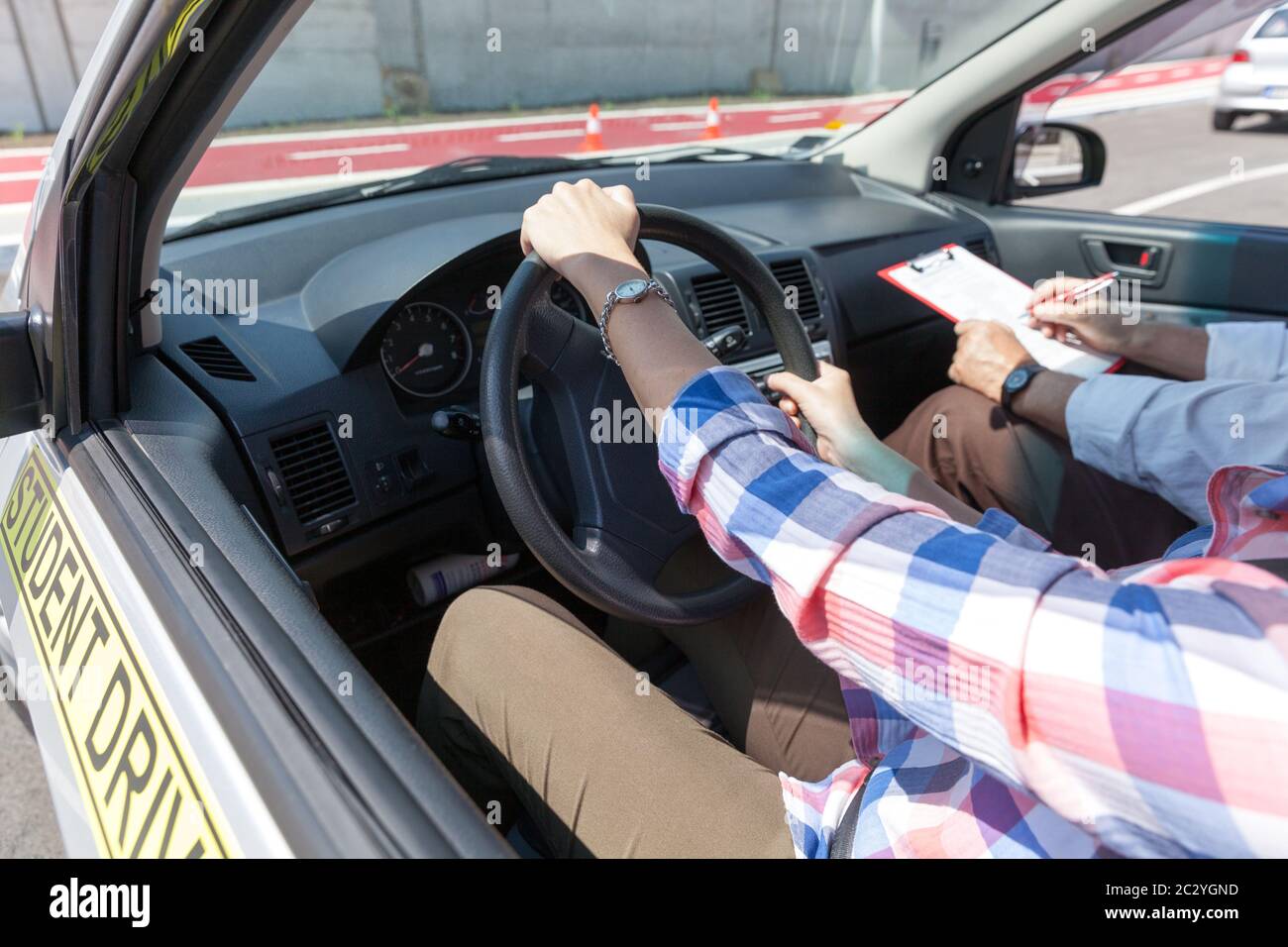 Learning to drive a car Stock Photo - Alamy