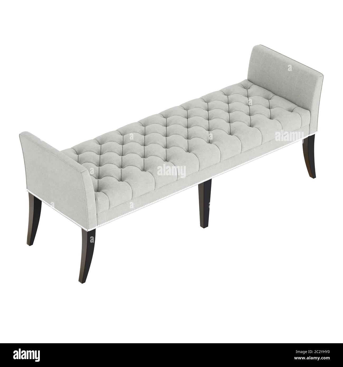 White cloth upholstered bench on an isolated background. 3d rendering ...