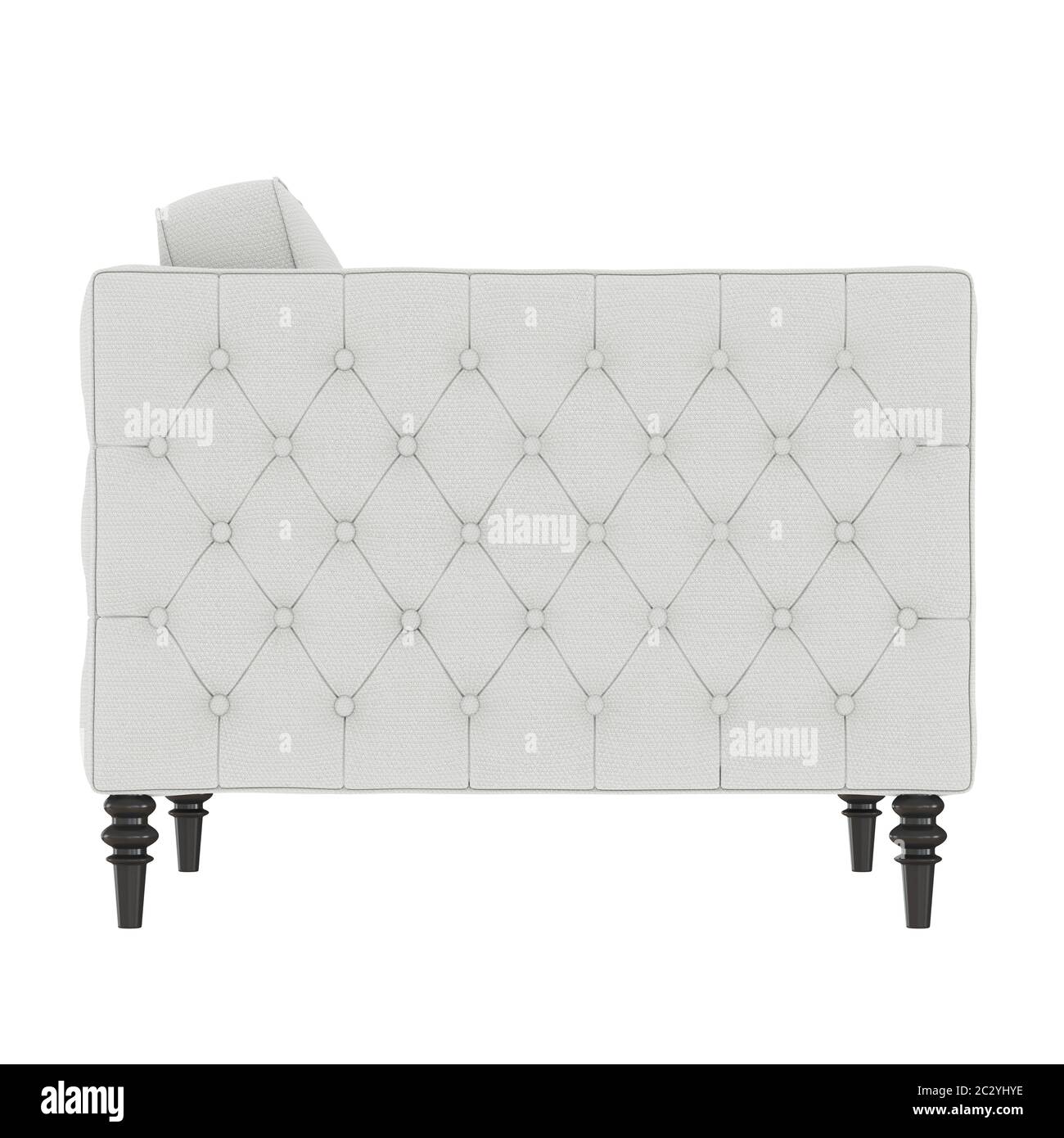White classic armchair from fabric on an isolated background side view ...