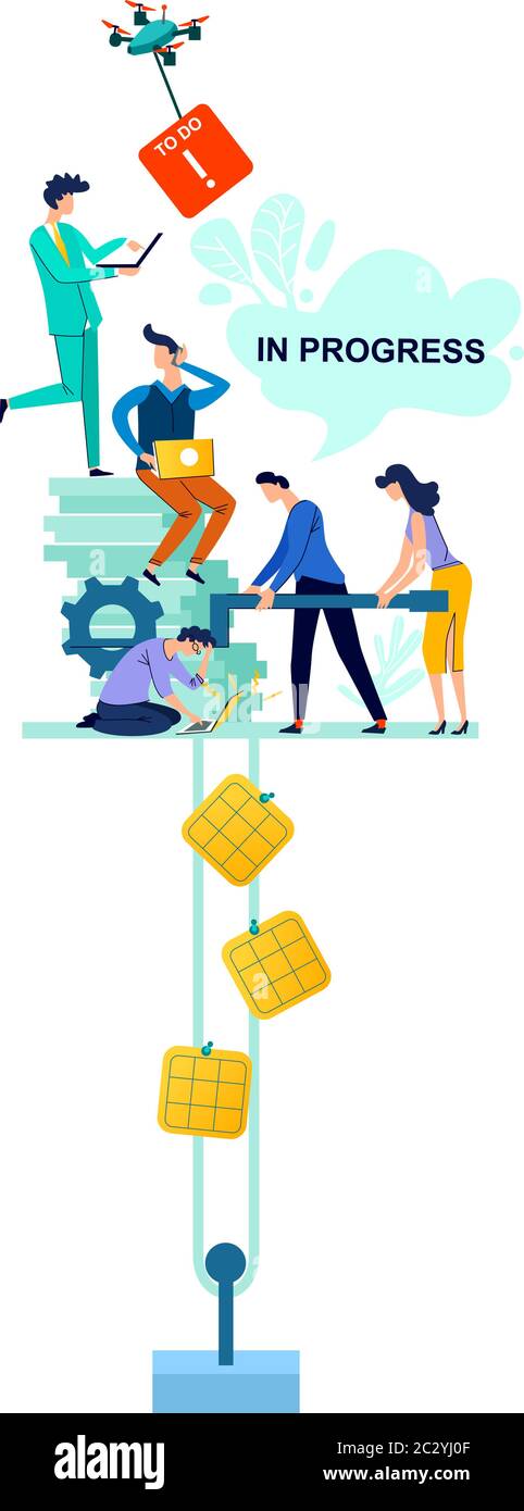 In progress business concept vector illustration. Teamwork, men and ...