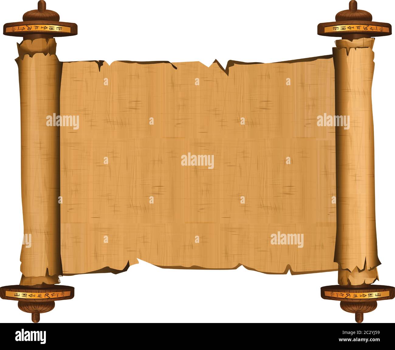 Ancient Egypt papyrus scroll with wooden rods cartoon vector ...