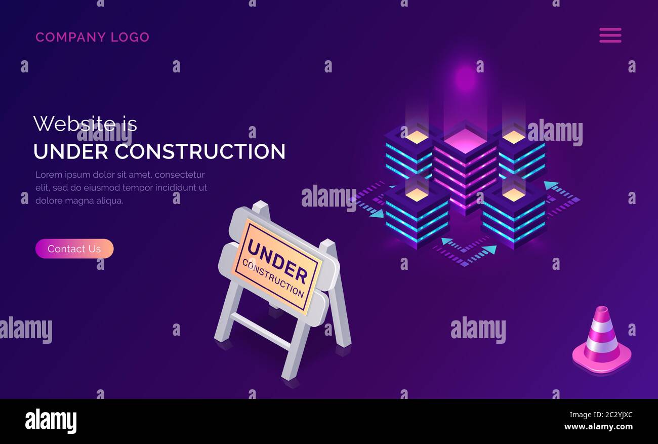 Website under construction, maintenance work or error page isometric ...