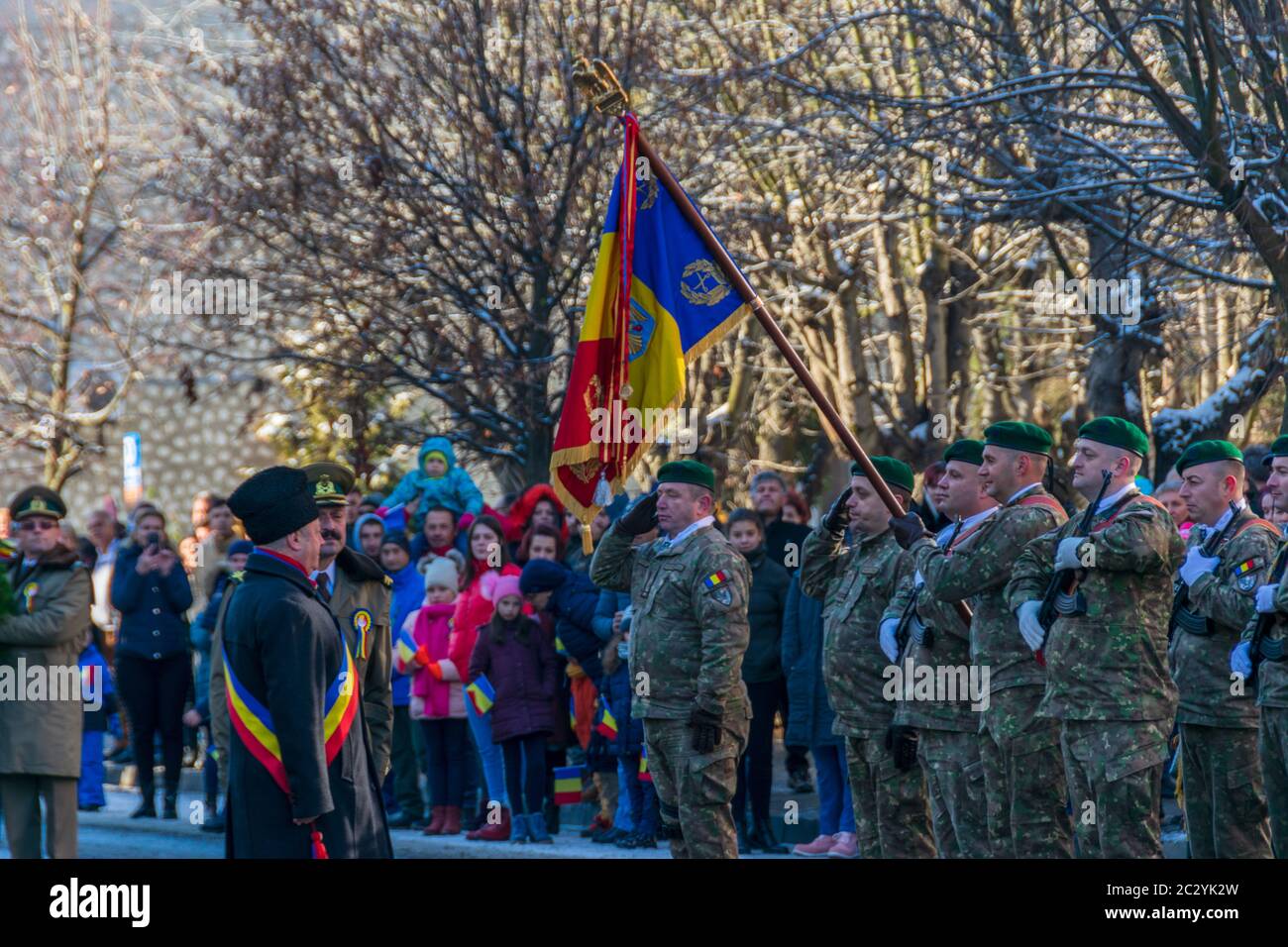 Romanian soldiers at the December 1 parade from Vatra Dornei Stock ...