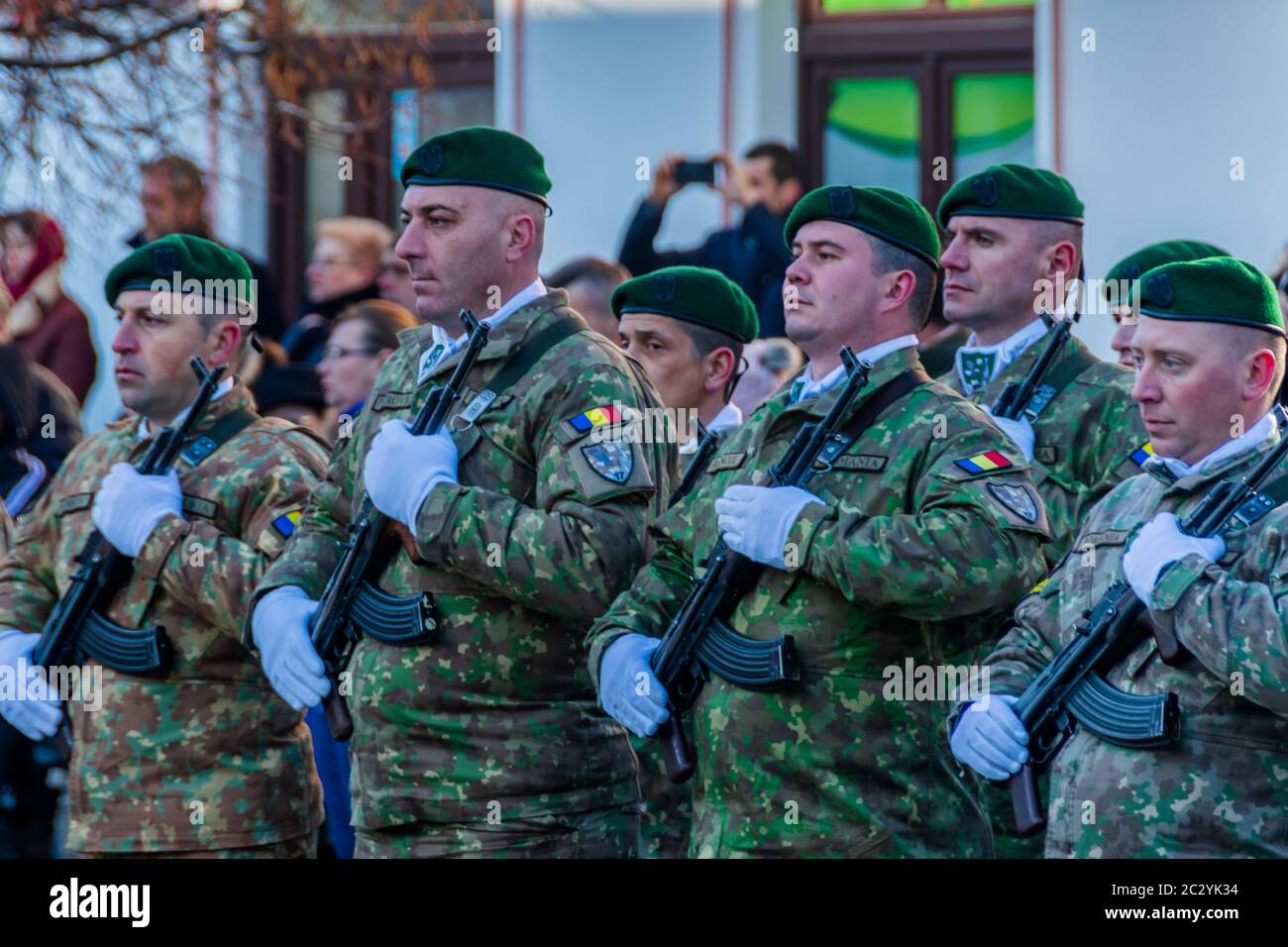 Romanian soldiers at the December 1 parade from Vatra Dornei Stock ...