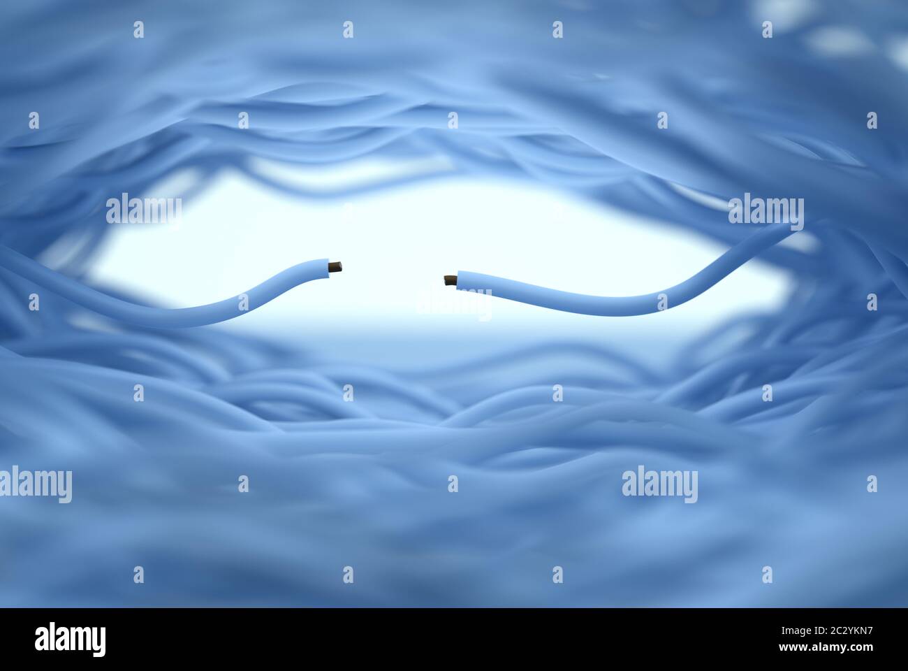 Inside the electrical installation with one of the power wires cut ...