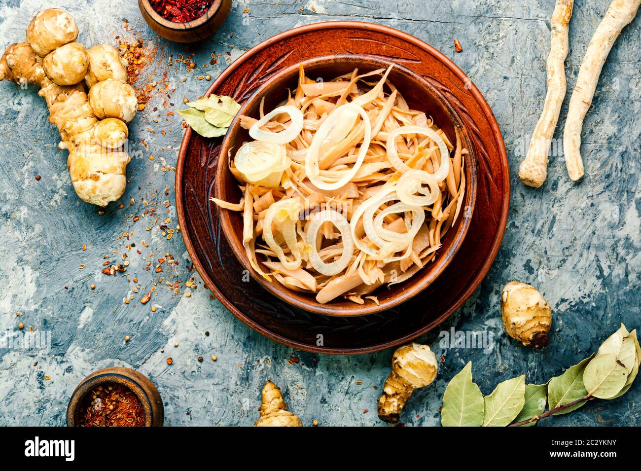 Native American salad of Jerusalem artichoke, horseradish and onion ...