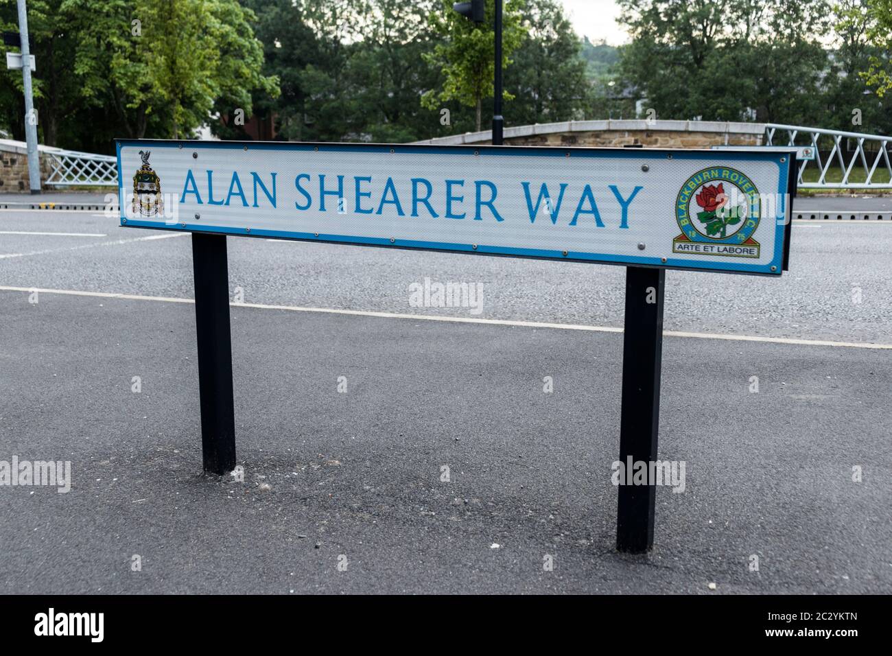 Alan Shearer Way sign, Blackburn Stock Photo - Alamy