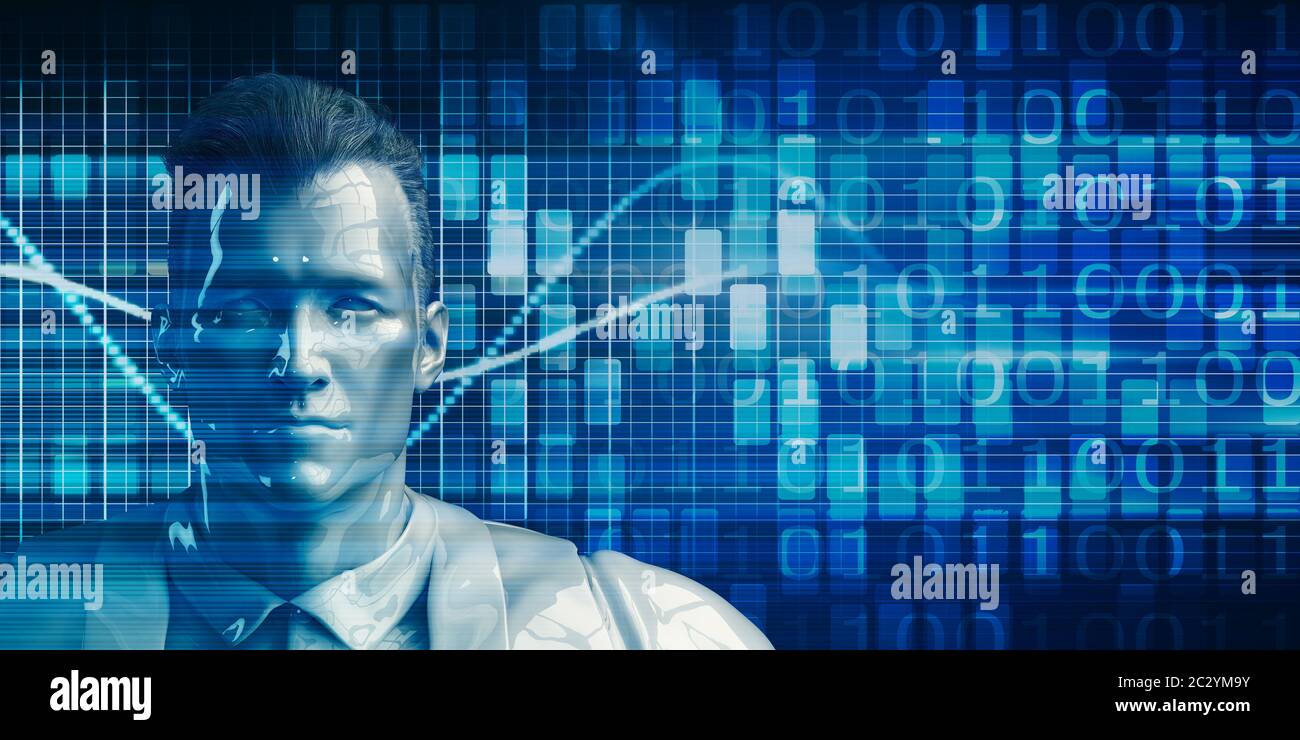 Empowered by Technology with Man Standing in Digital Portal Stock Photo ...