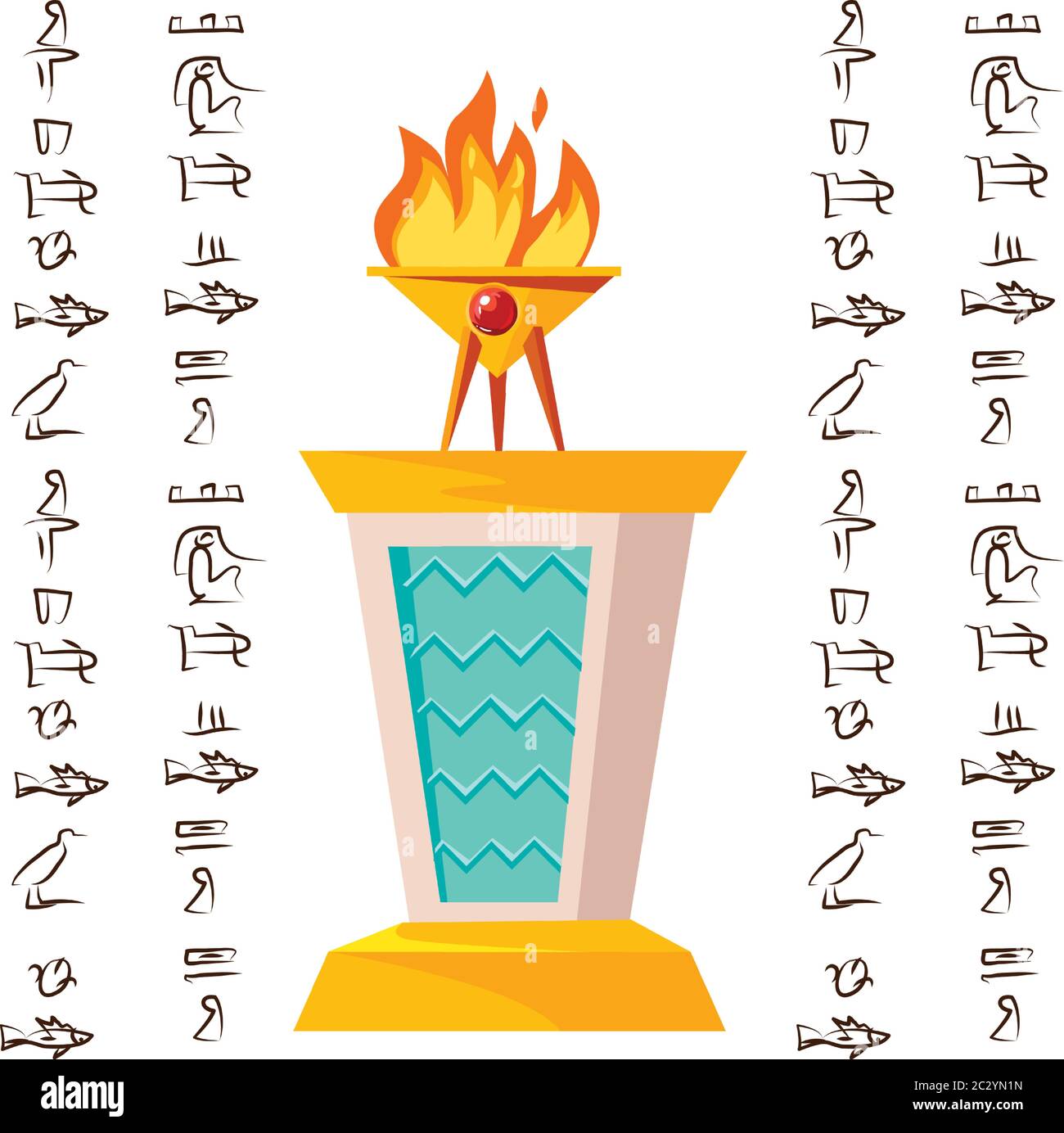 Antique altar or table for religious offering with burning sacrificial ...