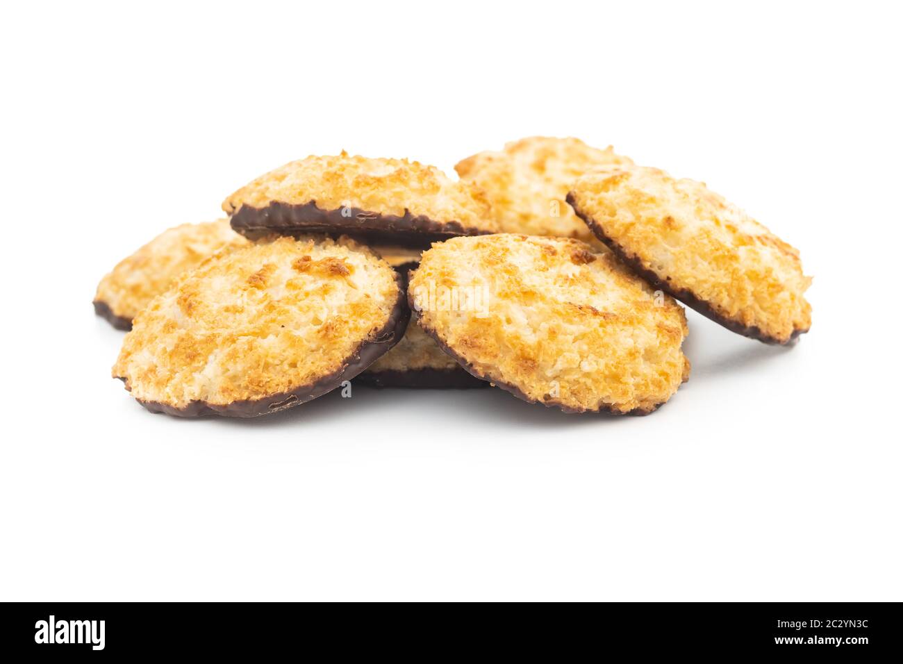Coconut cookies with chocolate isolated on white background Stock Photo ...
