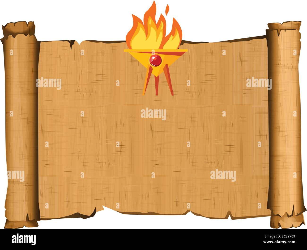 Ancient Egypt papyrus scroll with sacrificial fire icon cartoon vector ...