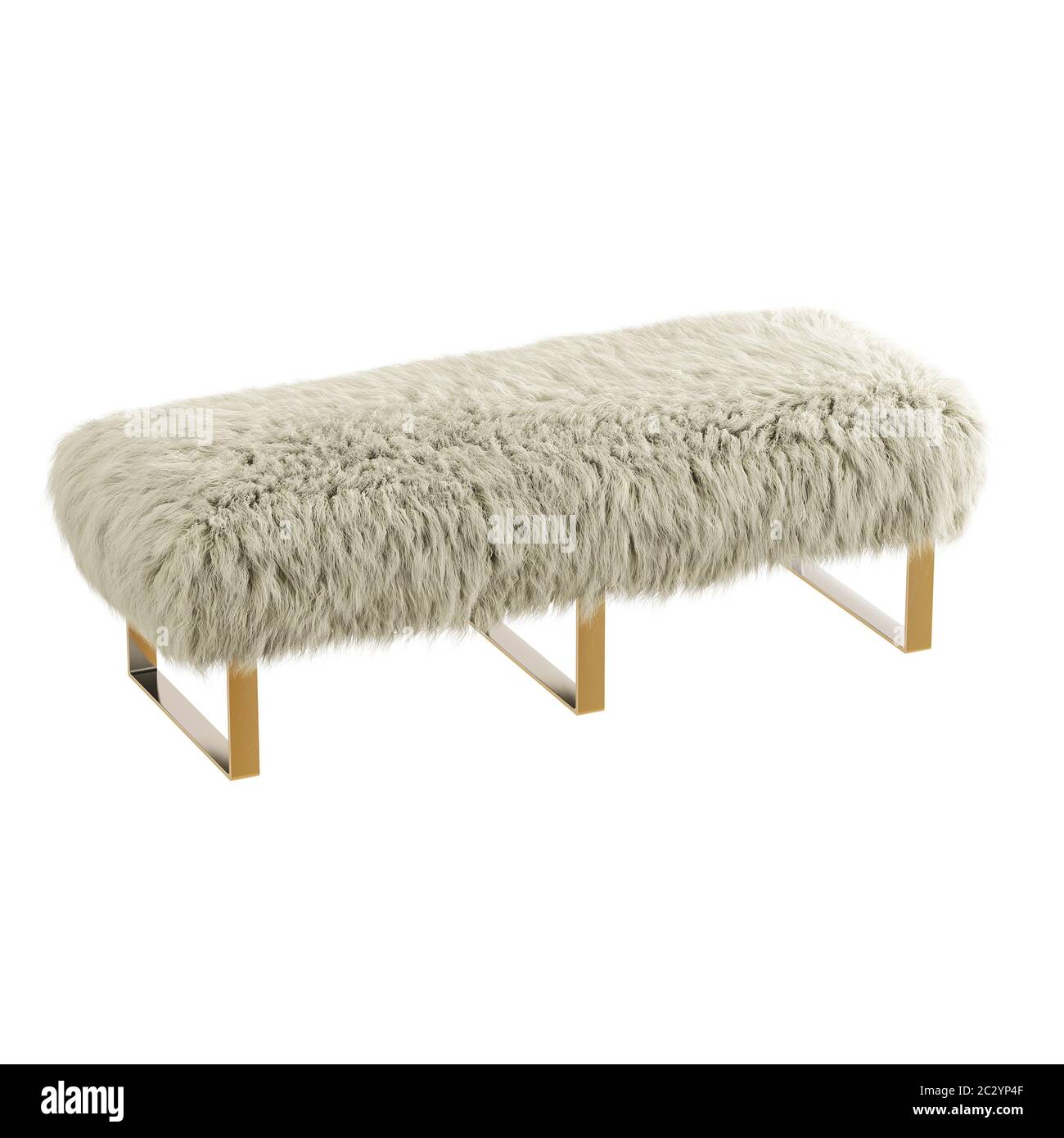 Beautiful milk fluffy bench made of wool on an isolated background. 3D ...