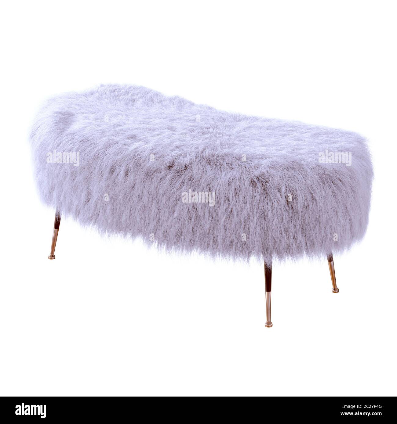 Beautiful purple fluffy bench made of wool on an isolated background ...